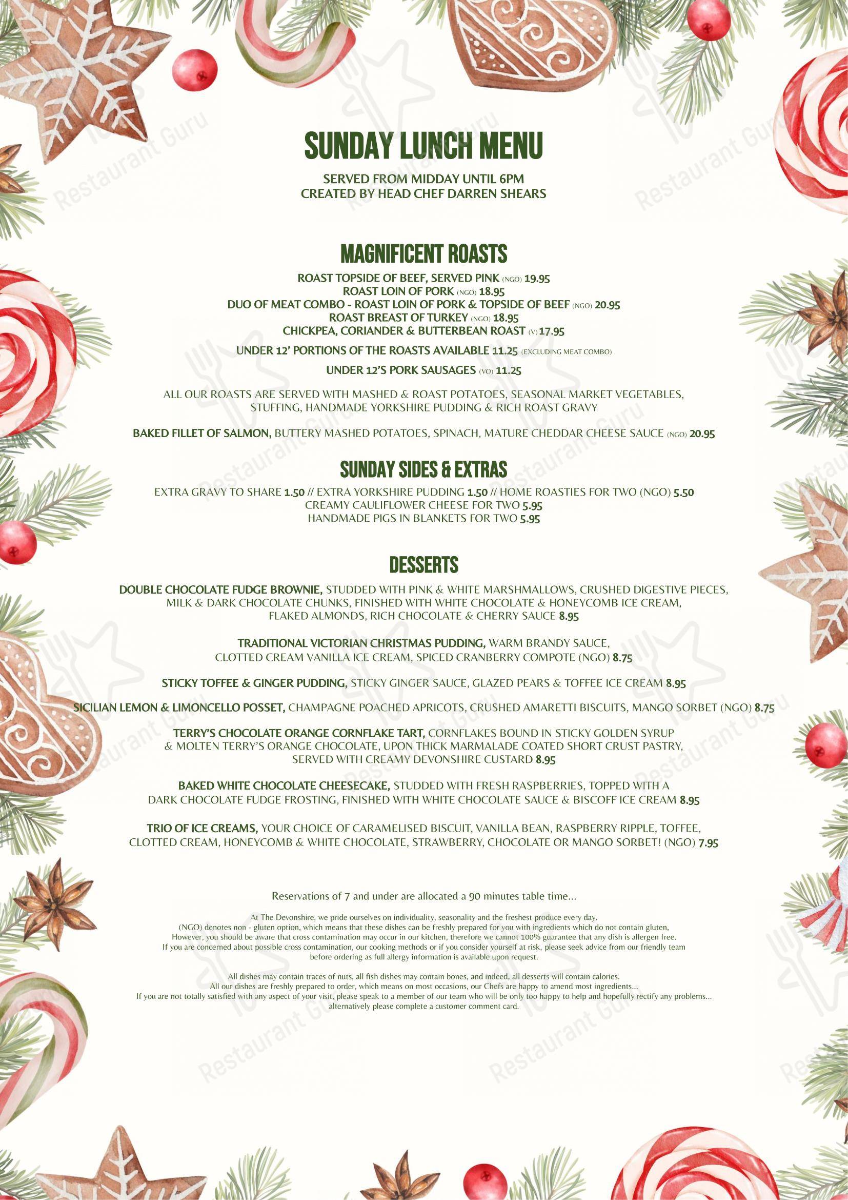 Menu at The Devonshire pub & bar, Nether Langwith, Rectory Rd