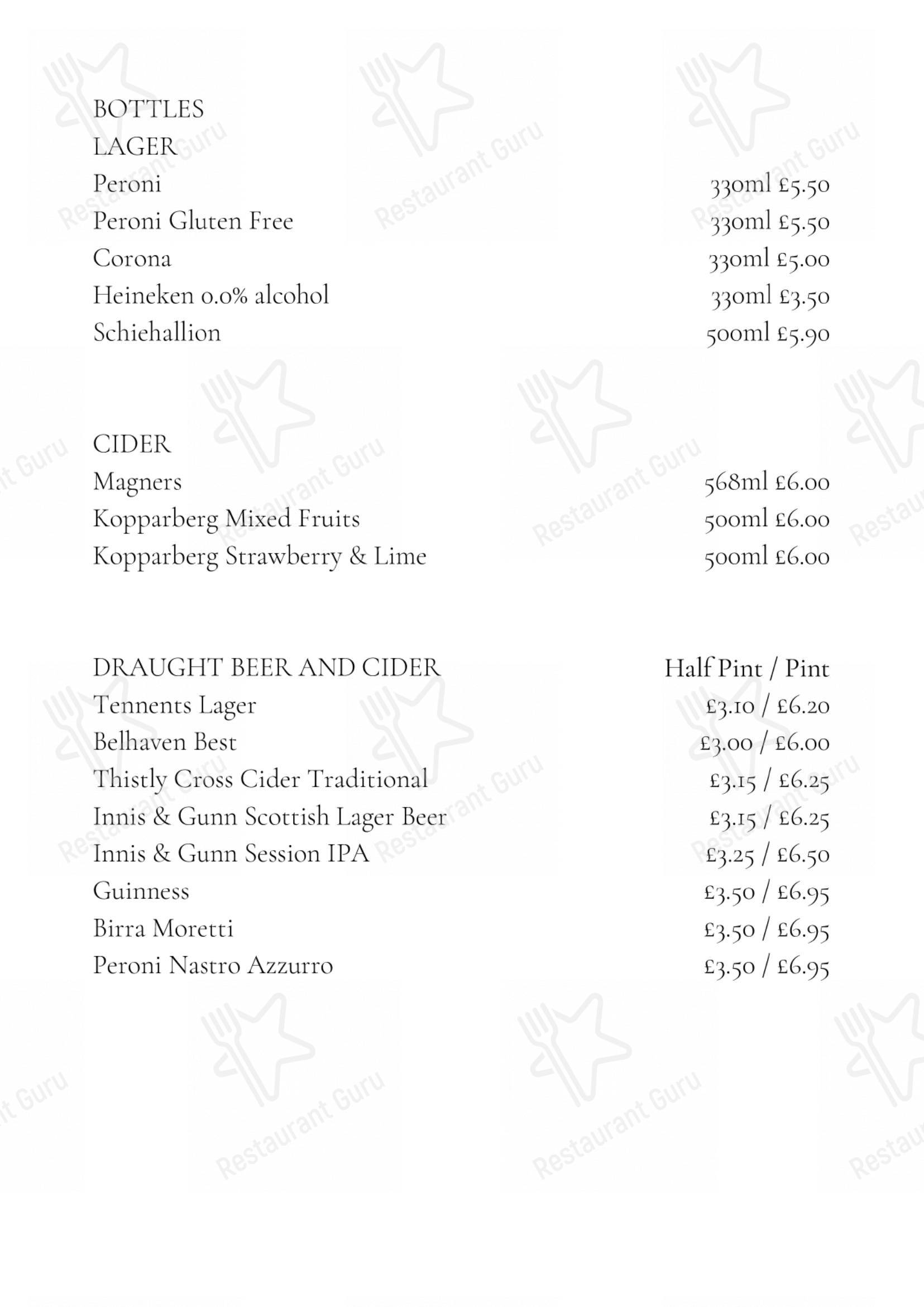 Menu at The Dome pub & bar, Edinburgh, 14 George St