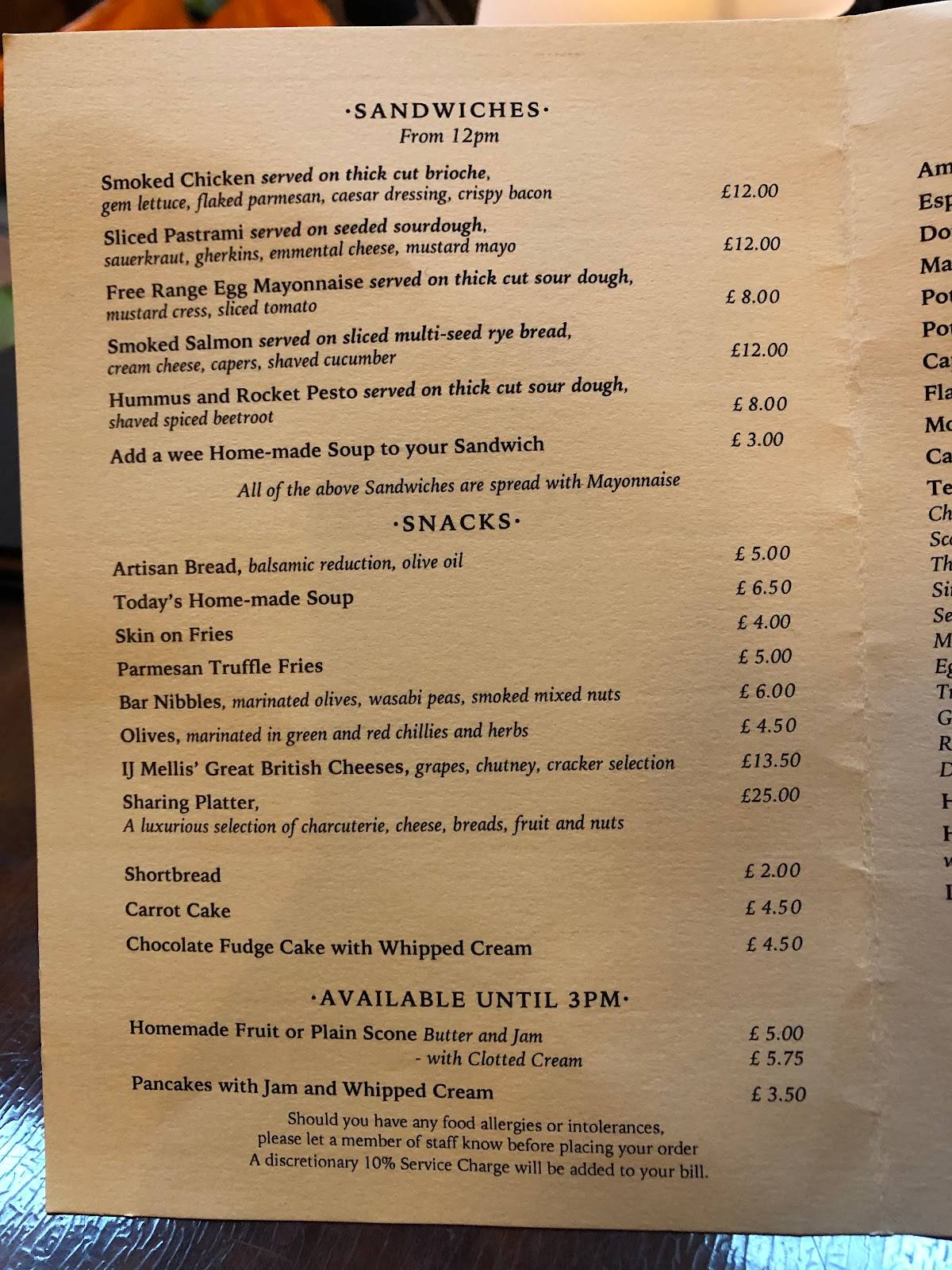 Menu at The Dome pub & bar, Edinburgh, 14 George St