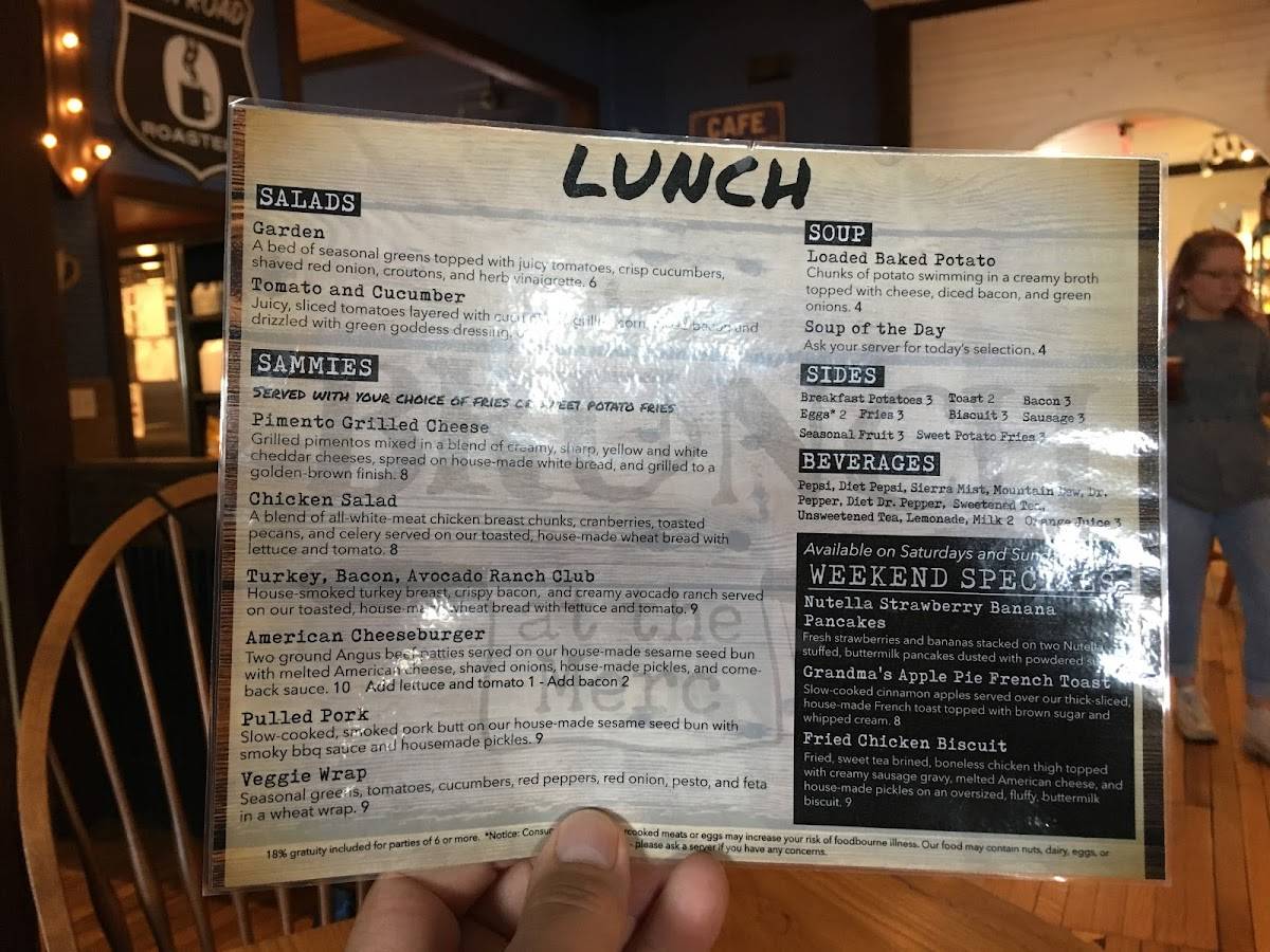 Menu at The Draper Mercantile and Trading Company cafe, Draper