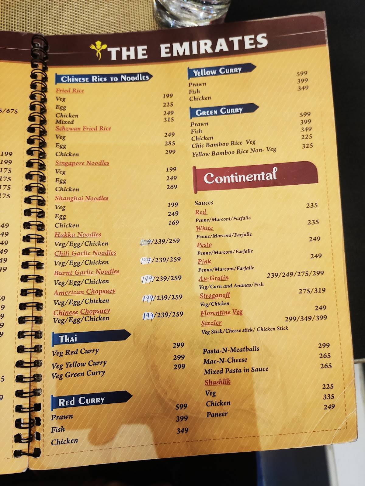 Menu at The Emirates Restaurant, Sambalpur