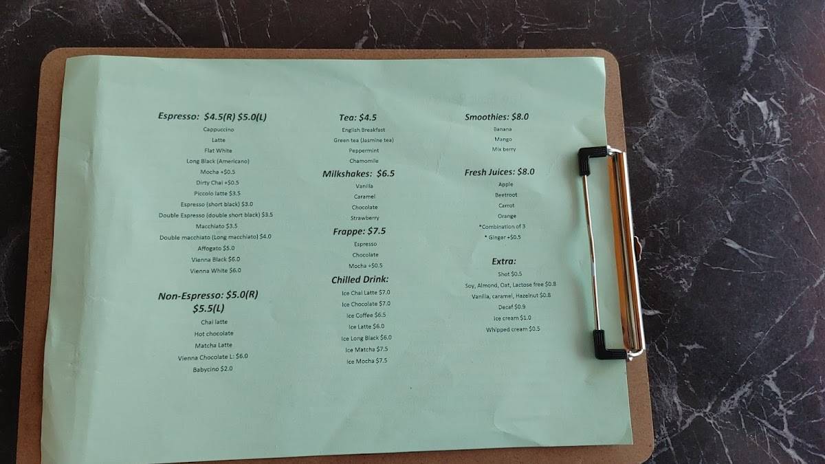 Menu at The Epic Pantry cafe, Yarrabilba