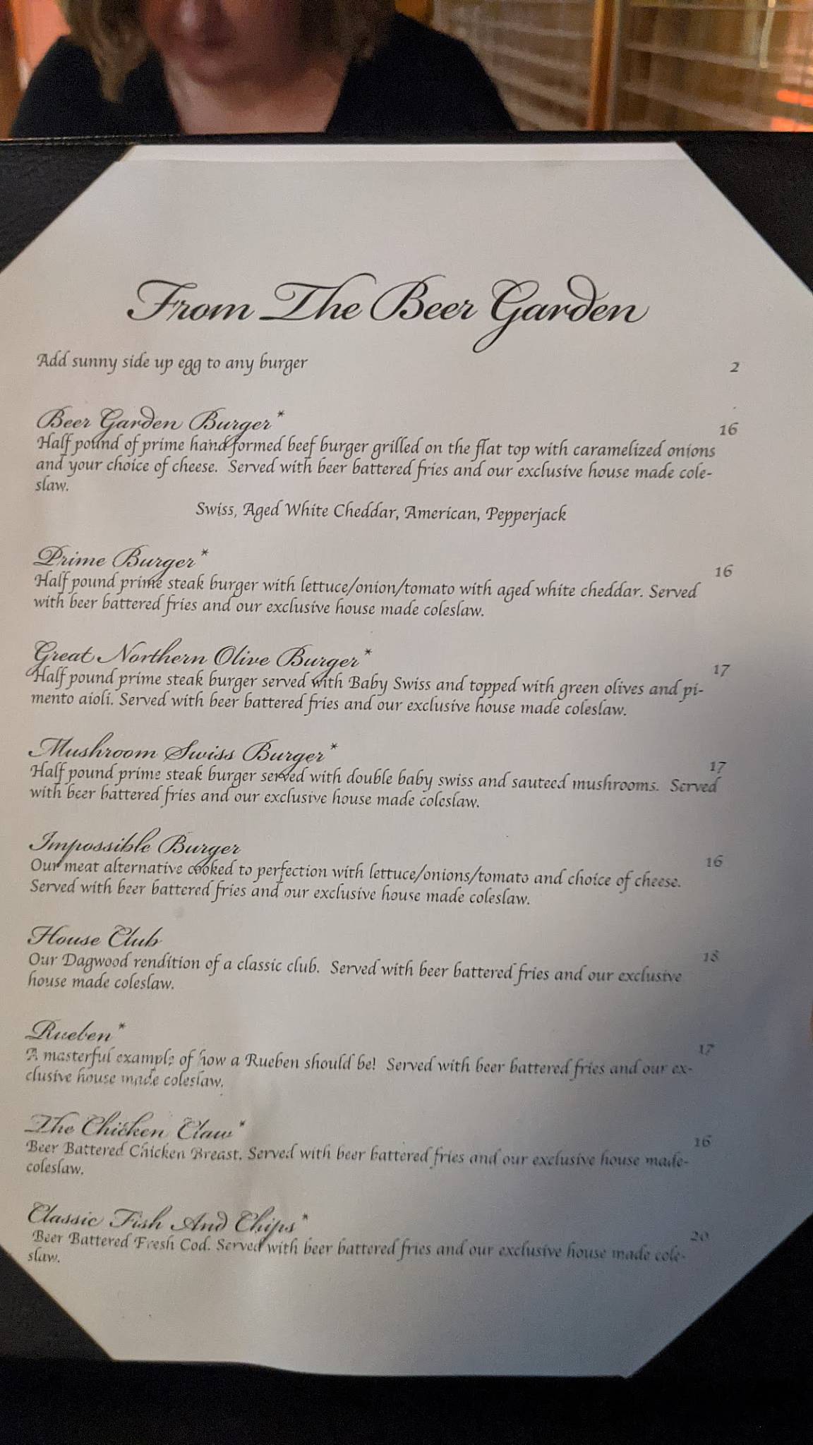 Menu at The Fat Chef steakhouse, Rogers