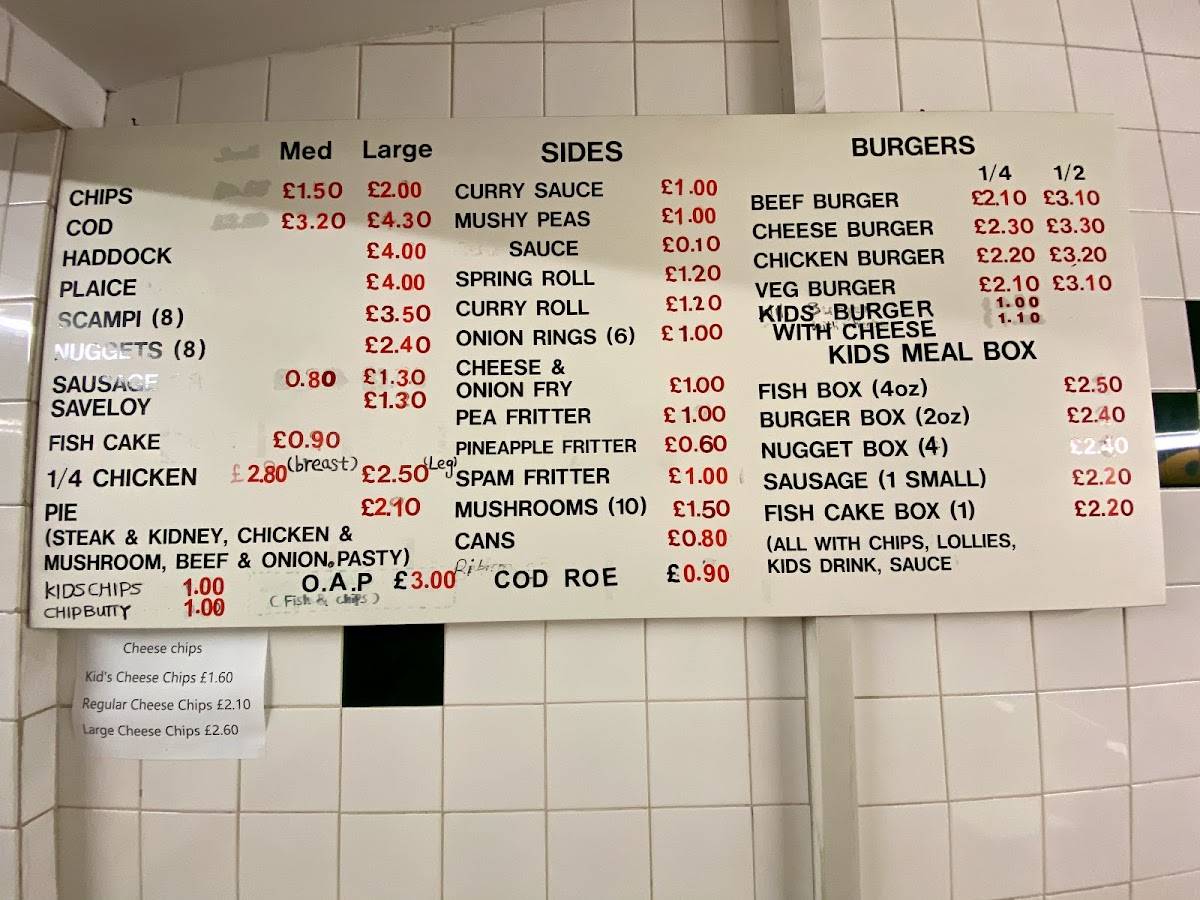 Menu at The Fish King restaurant, Portsmouth