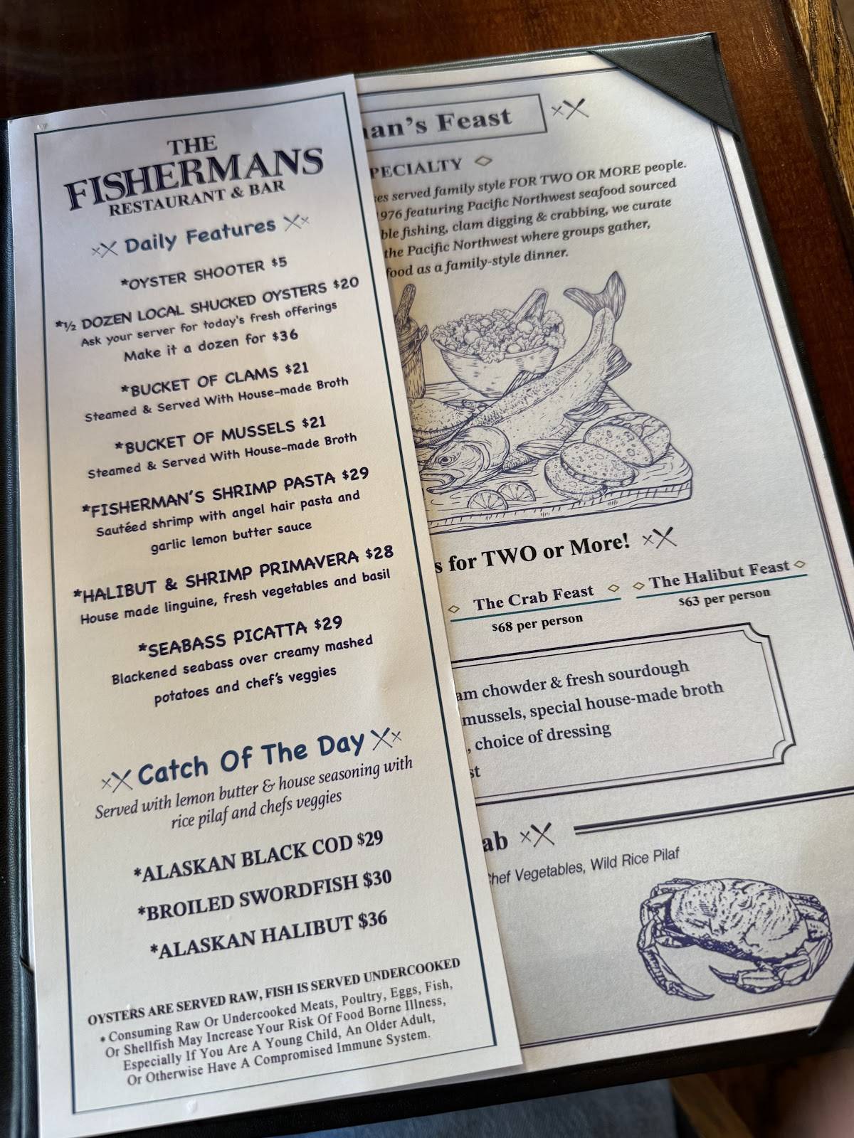 Menu at The Fisherman's Restaurant Seattle, Seattle
