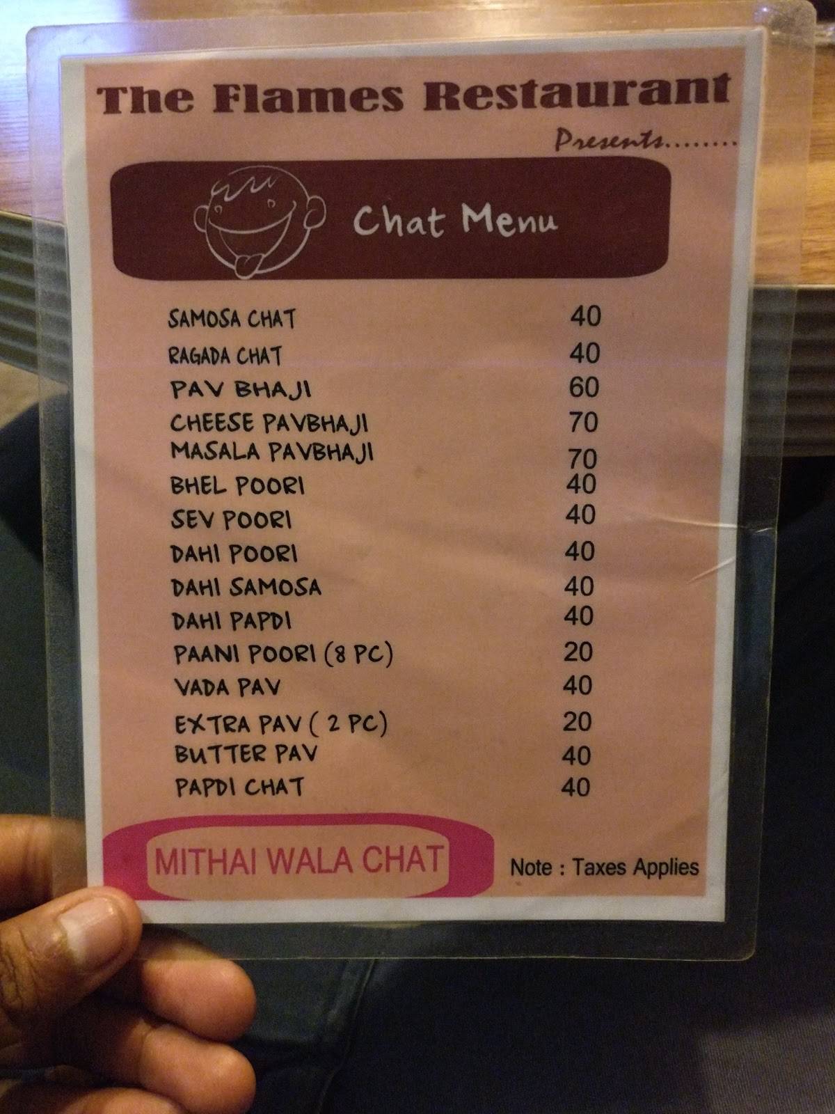 Menu at The Flames Kebab & Pizza, Hyderabad