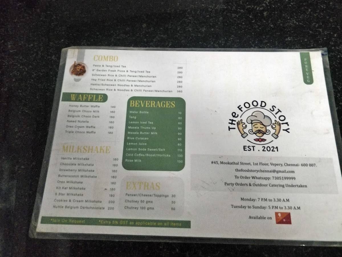 Menu at The Food Story, Chennai
