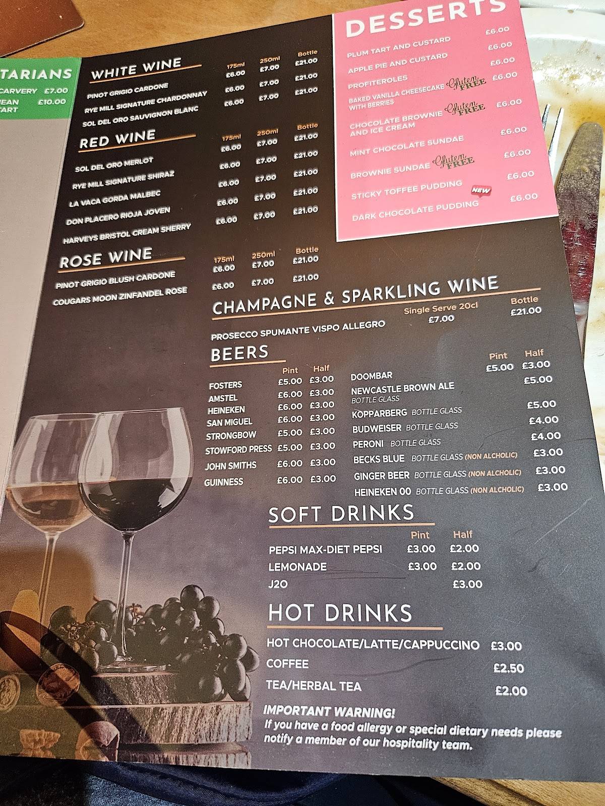 Menu at The Forge restaurant, Waltham Chase