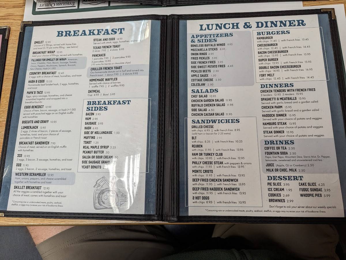 Menu at The Fort at Exit 18 restaurant, Lebanon