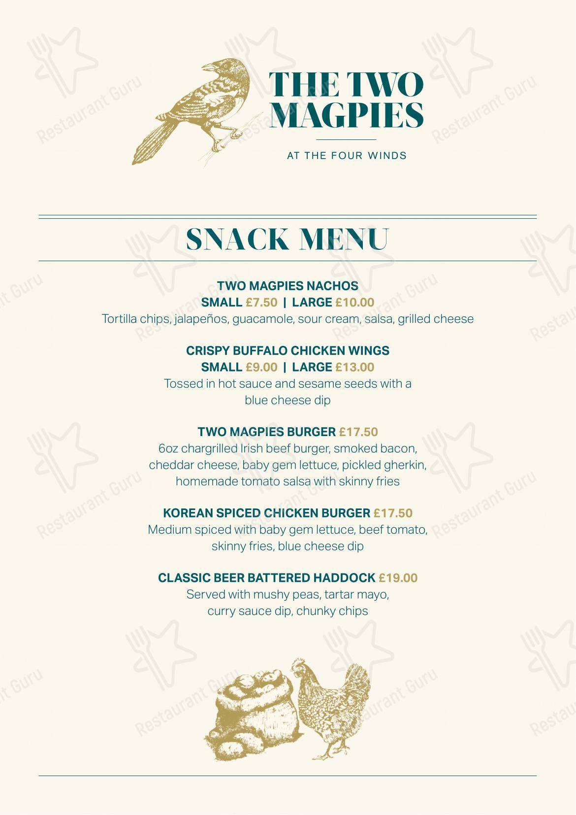 Menu at The Four Winds restaurant, Belfast