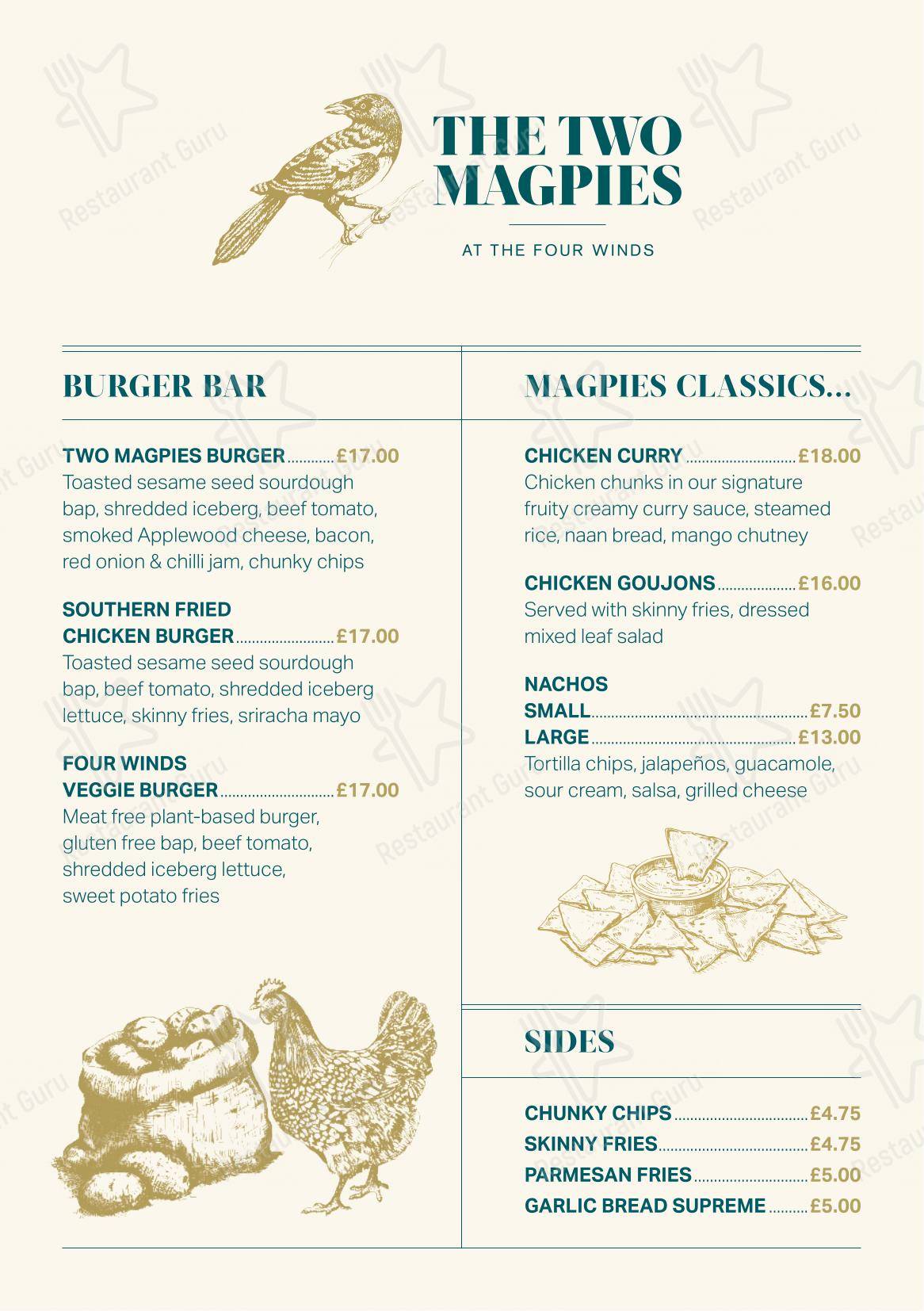 Menu at The Four Winds restaurant, Belfast