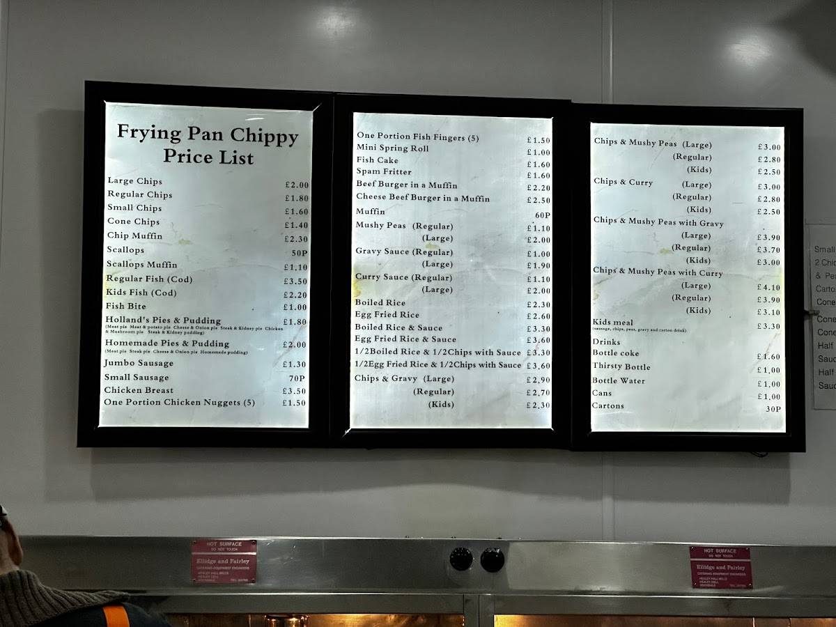 Menu at The Frying Pan restaurant, Oldham