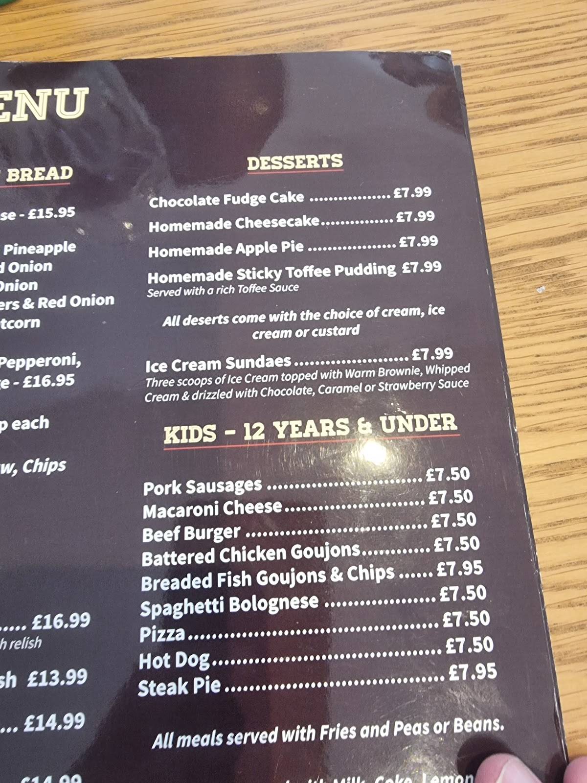 Menu at The Galloway Bar & Restaurant, Portpatrick