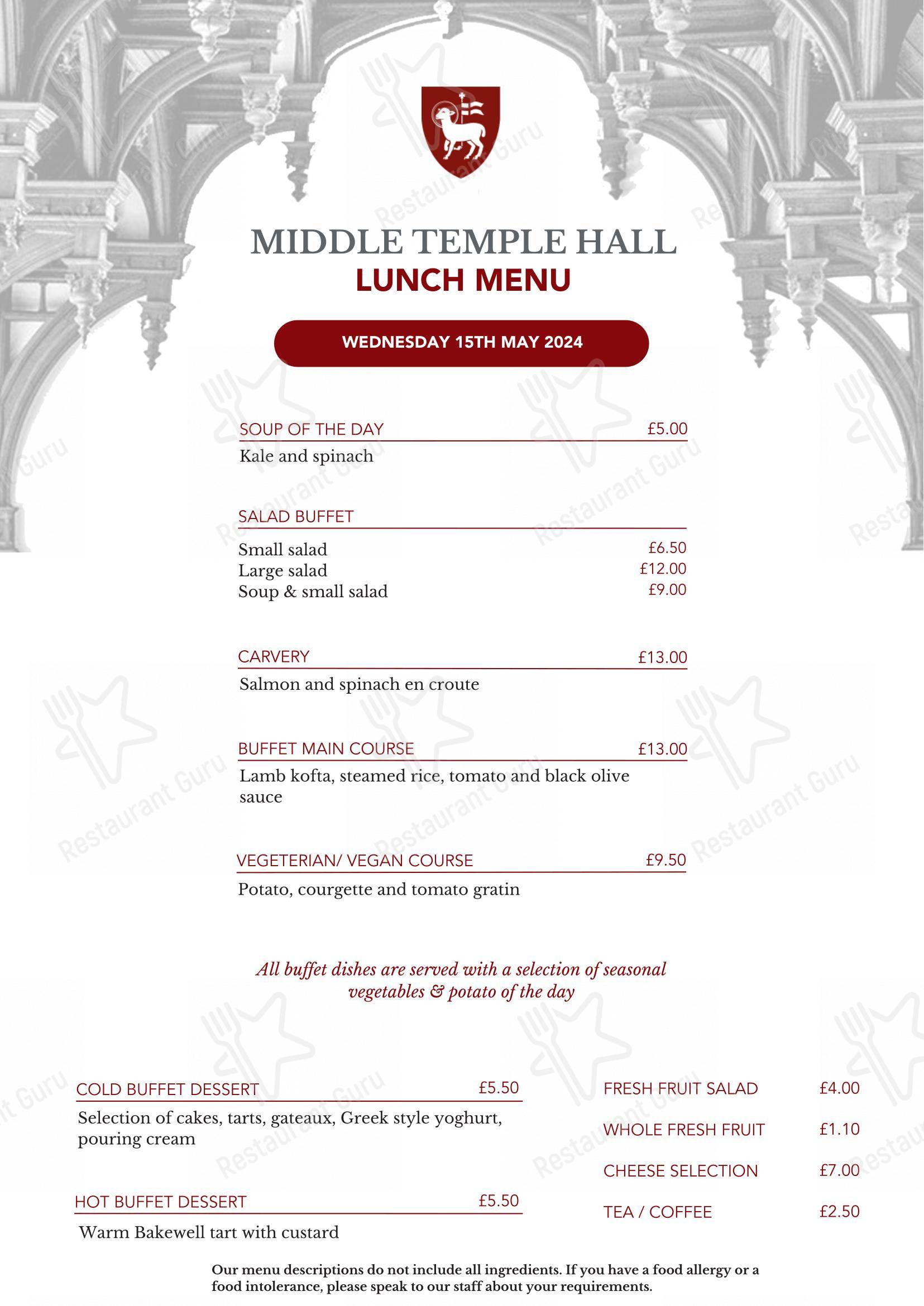 Menu at The Garden Room pub & bar, London