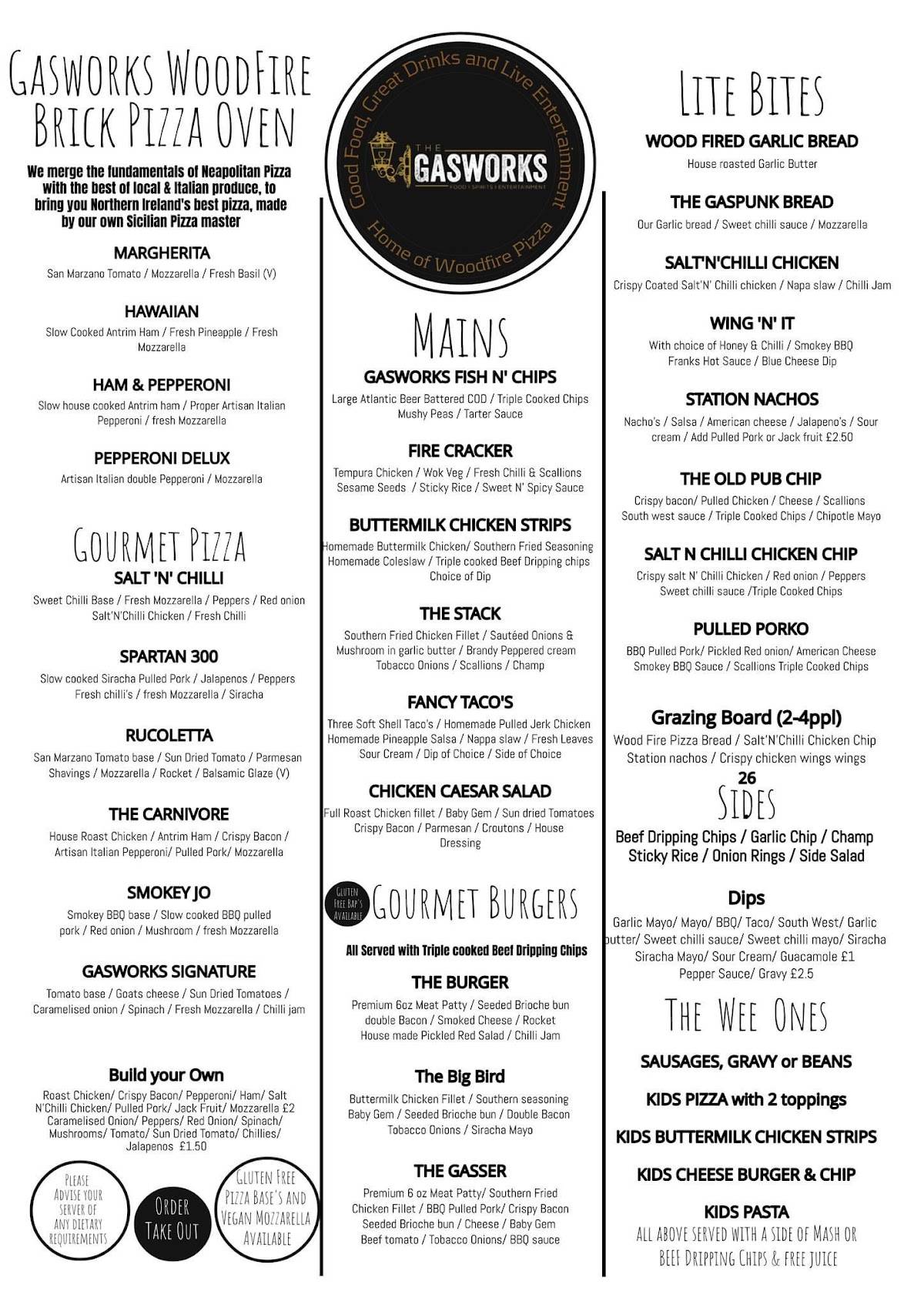 Menu at The Gasworks pub & bar, Dungannon