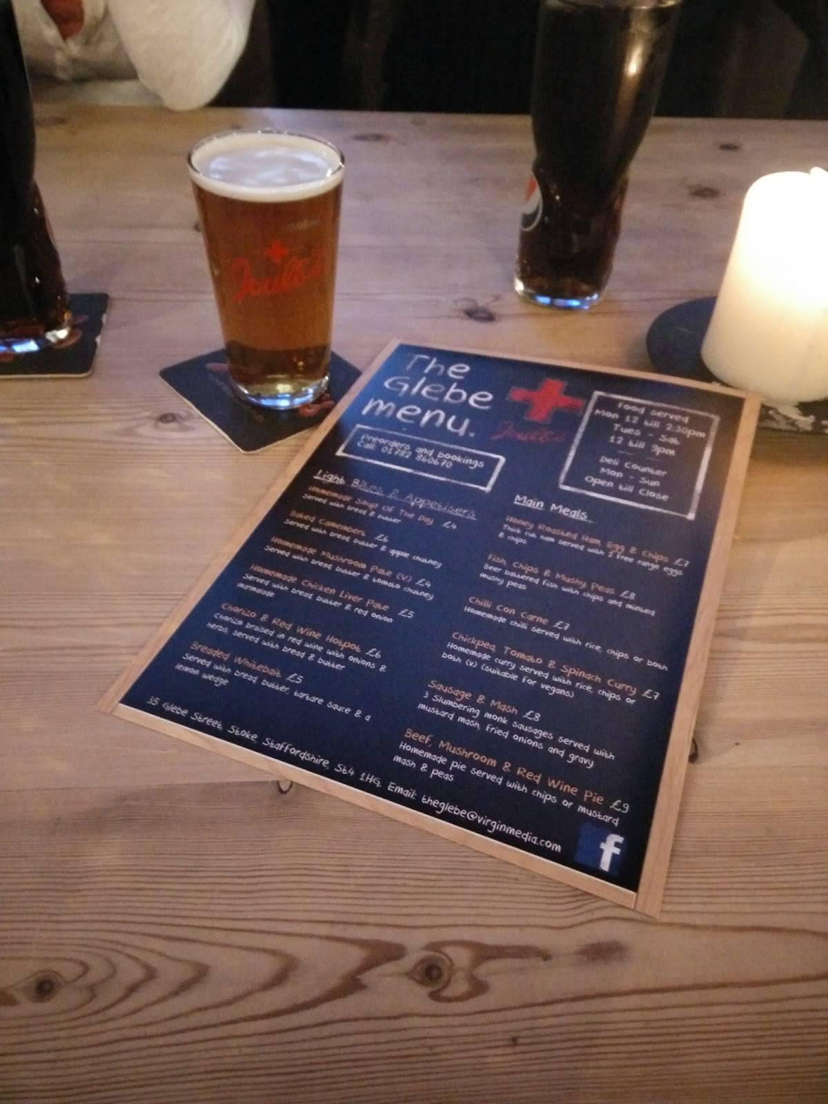 Menu at The Glebe pub & bar, Stoke-on-Trent