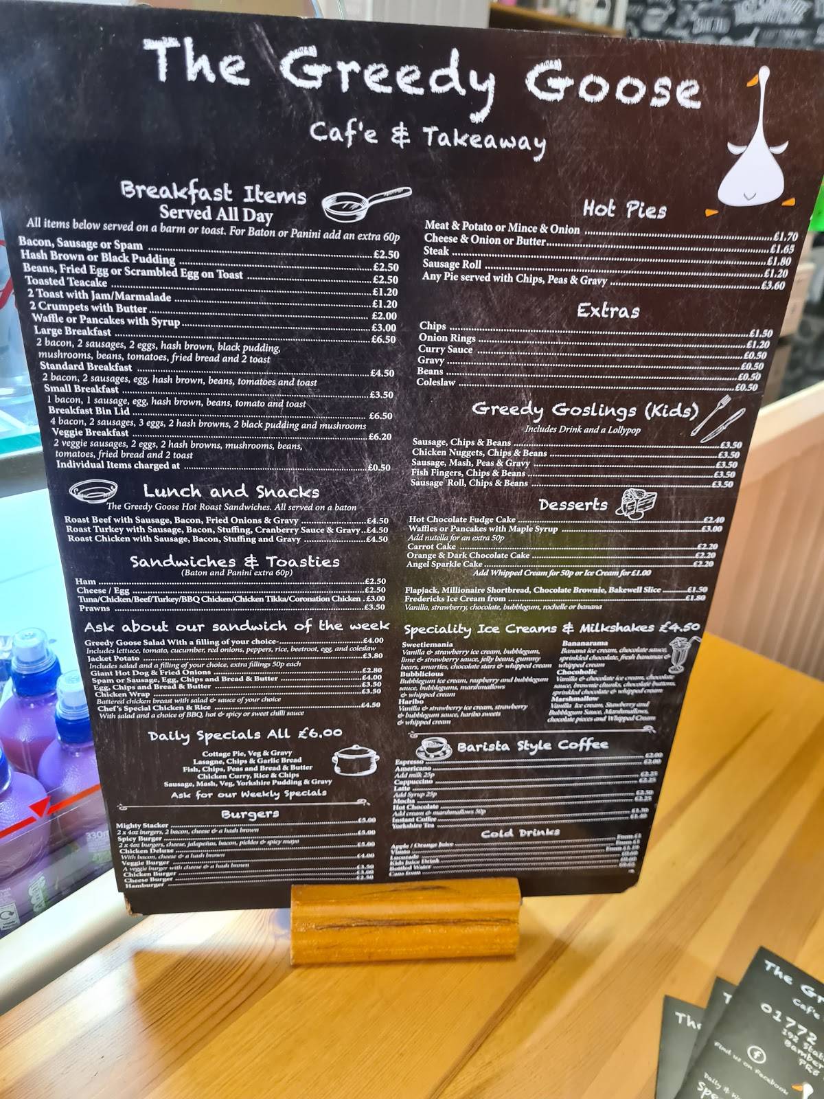 Menu at The Greedy Goose Cafe Takeaway, Preston, 192 Station Rd