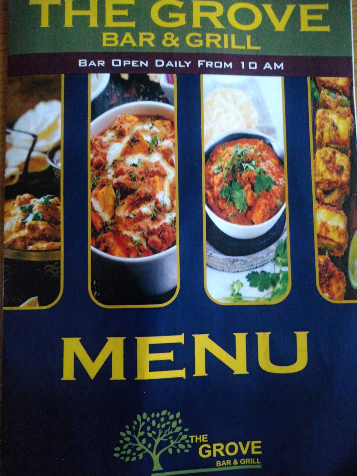 Menu at The Grove Bar & Restaurant, Birmingham