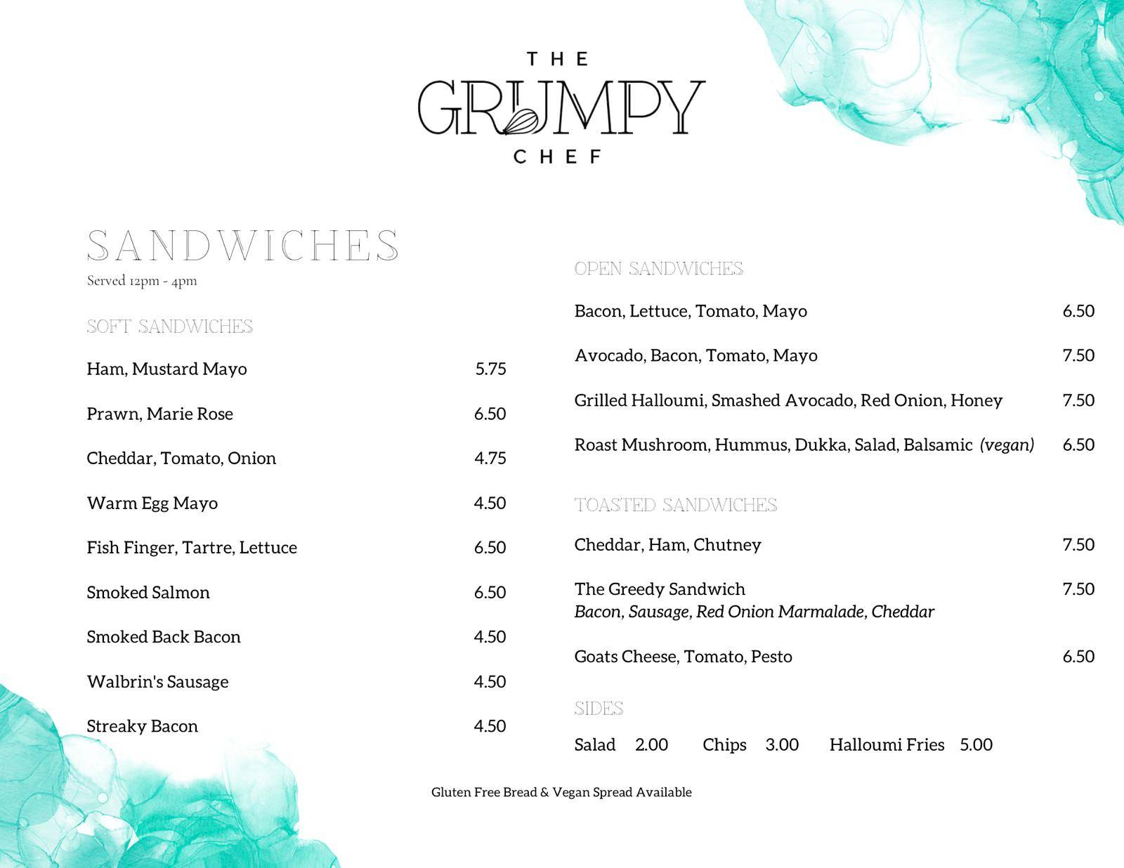 Menu at The Grumpy Chef restaurant, Seaford