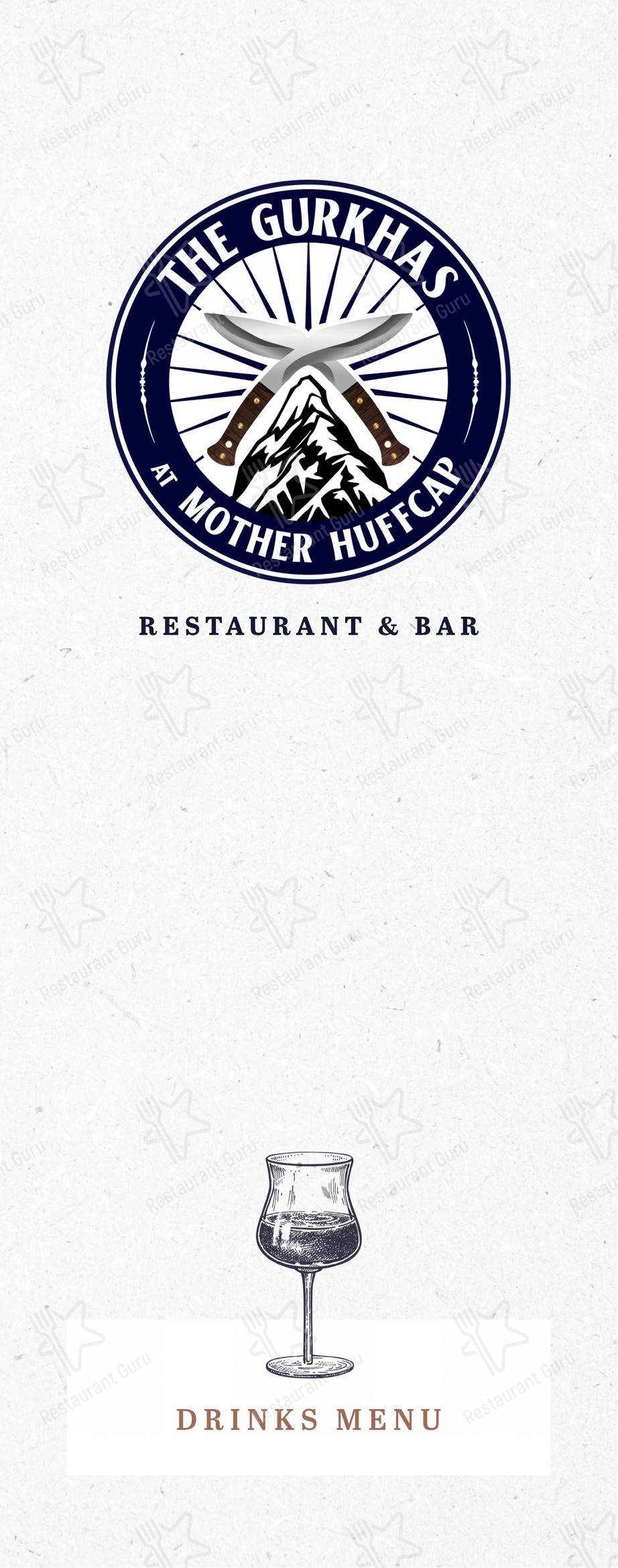 Menu at The Gurkhas at Mother Huffcap pub & bar, Alcester, Spernal Ln