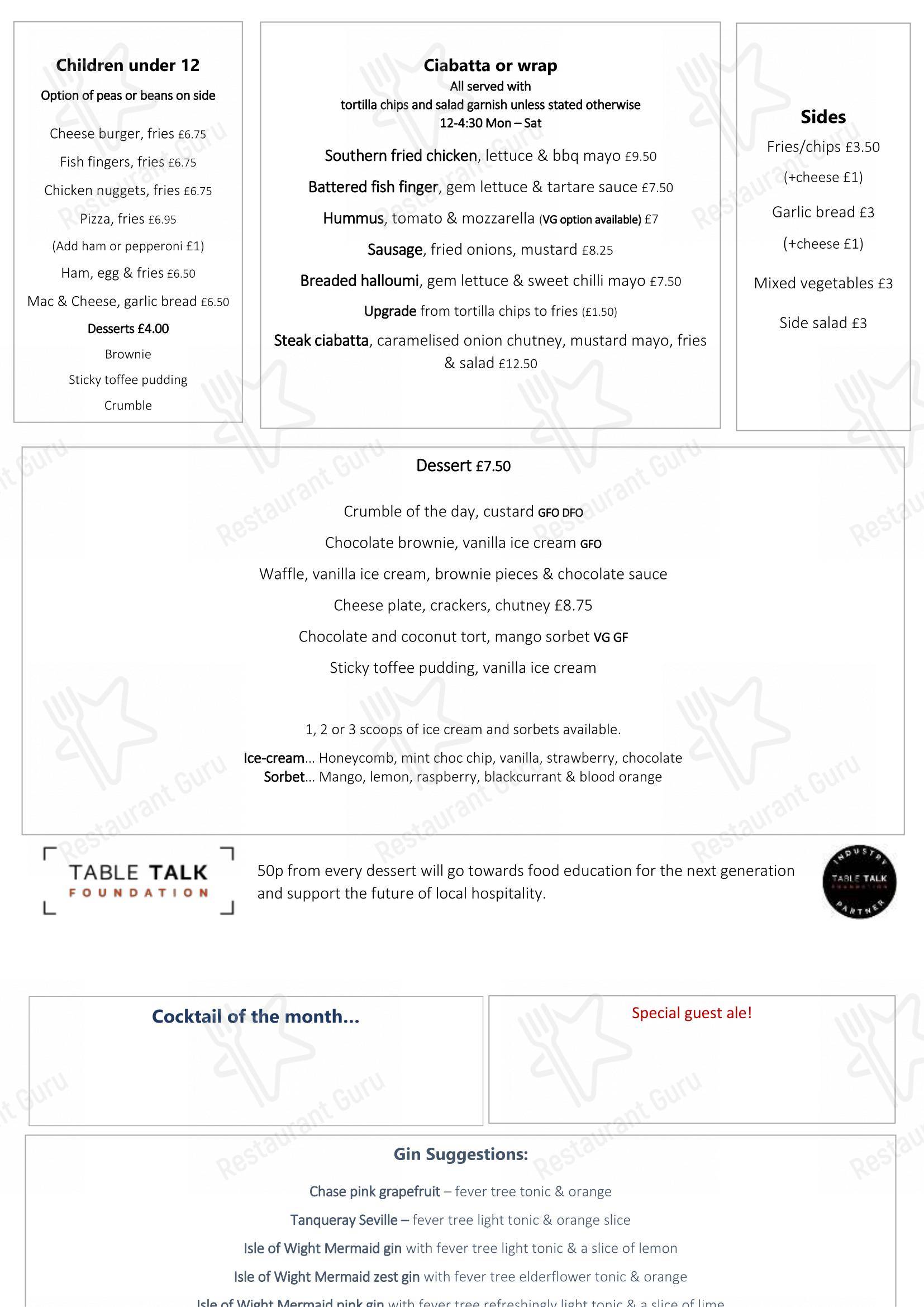 Menu at The Highlands Inn pub & bar, Uckfield, Eastbourne Rd
