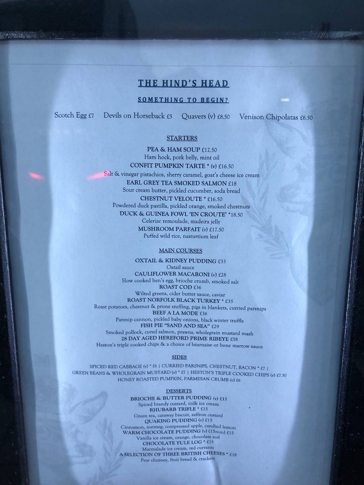 Menu at The Hinds Head pub & bar, Bray