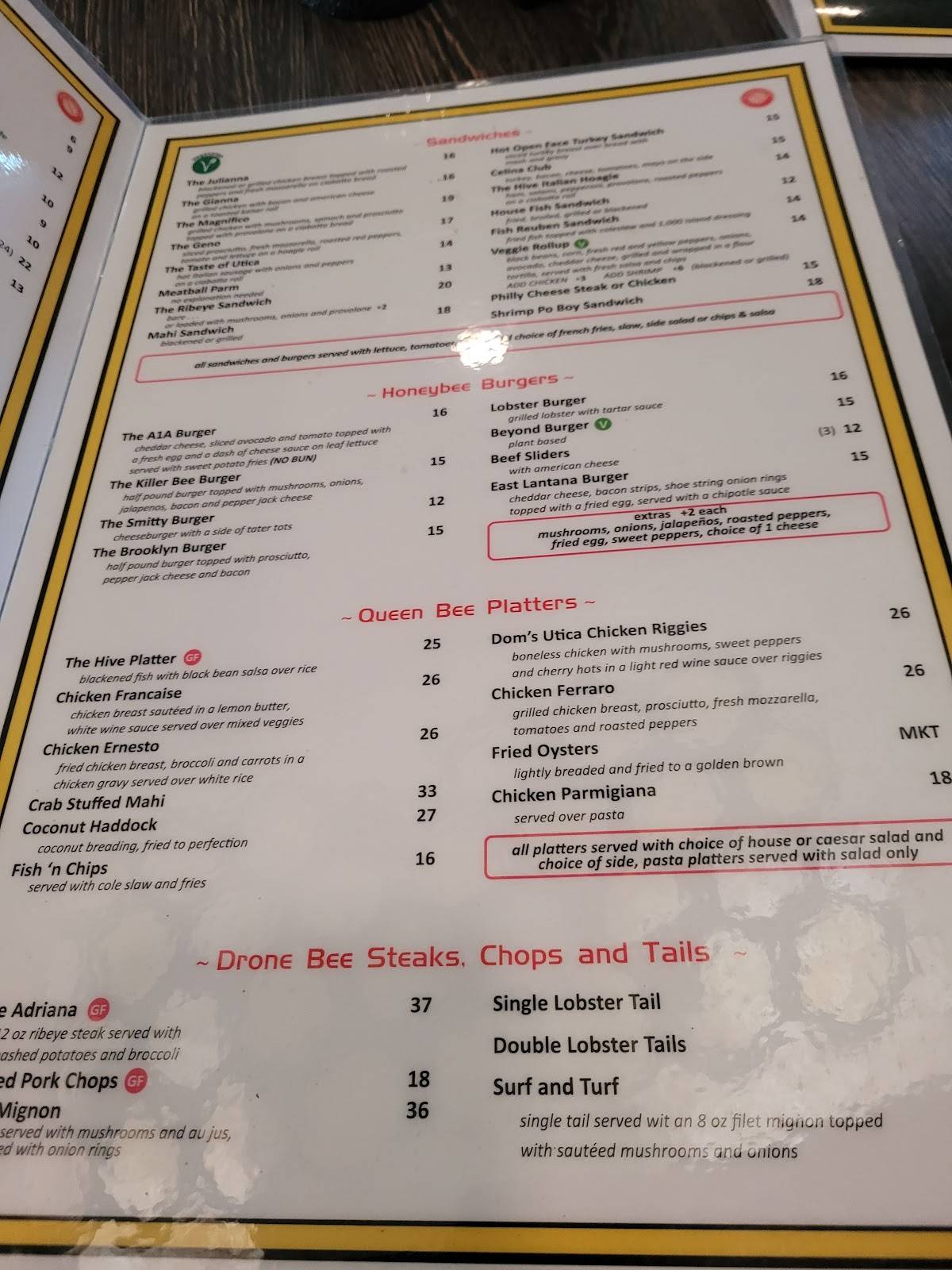 Menu at The Hive Waterfront Restaurant & Tiki, Lantana
