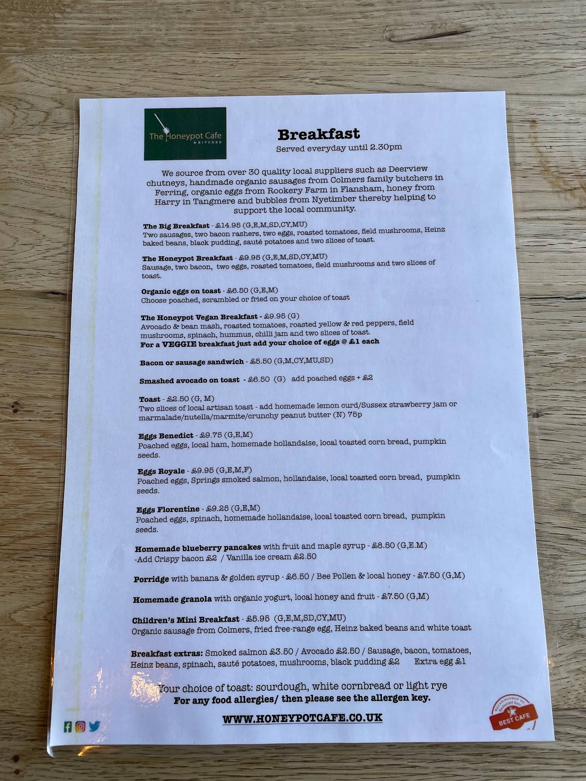 Menu at The Beehive Cafe & Kitchen, Rustington