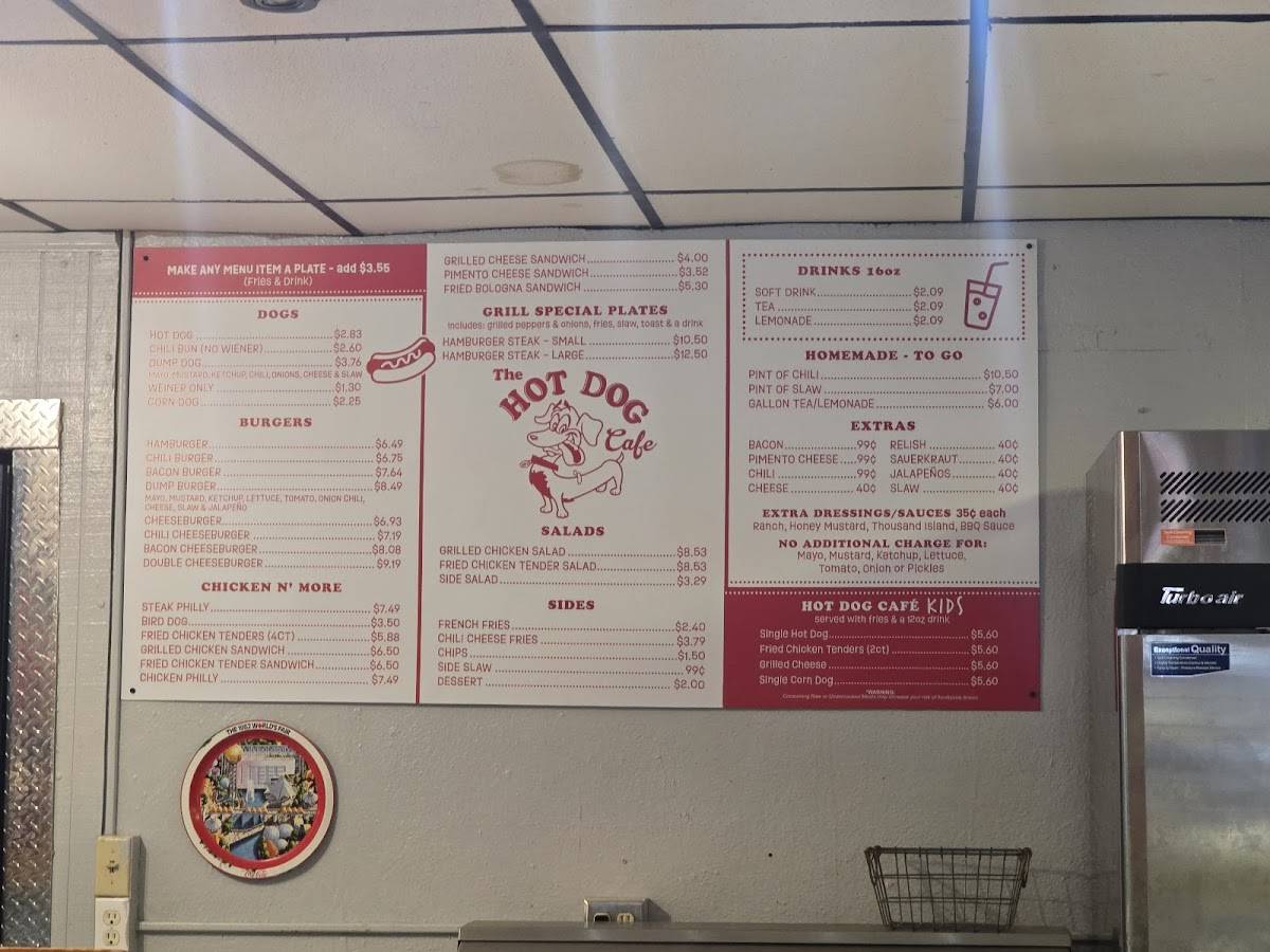 Menu at The Hot Dog Cafe, Wellford, 605 Spartanburg Hwy