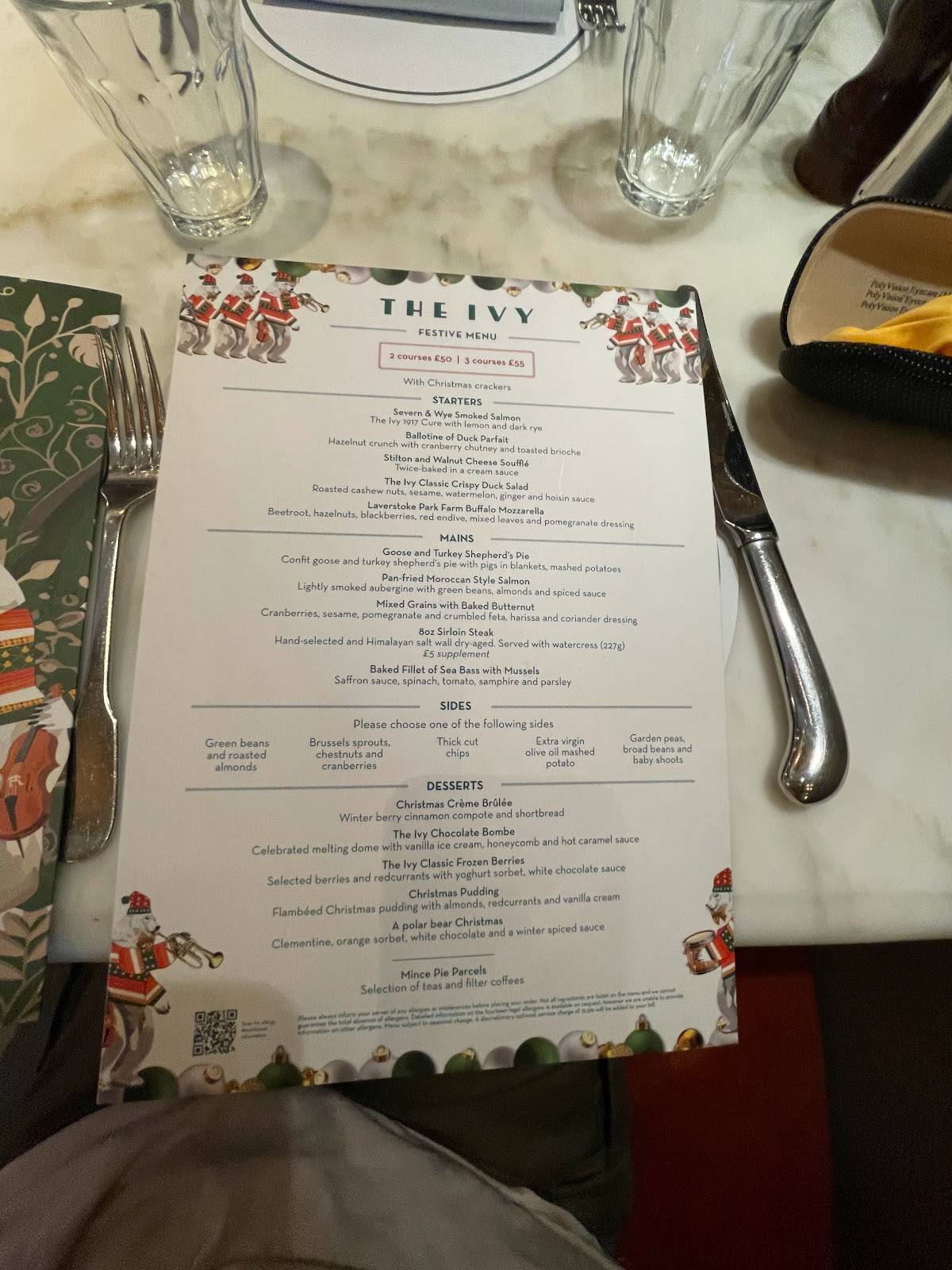 Menu at The Ivy Cafe, London
