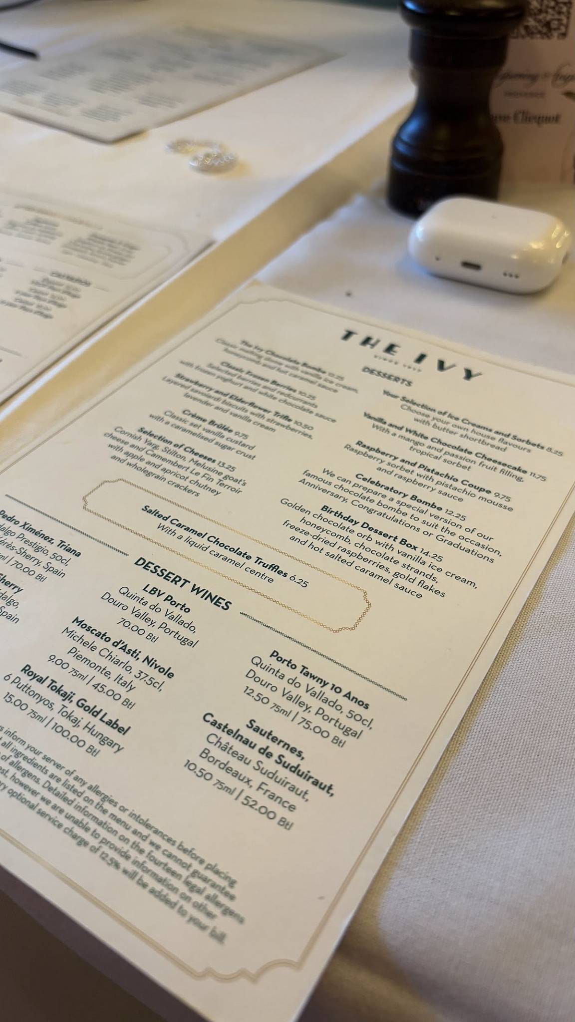 Menu at The Ivy Cardiff restaurant, Cardiff