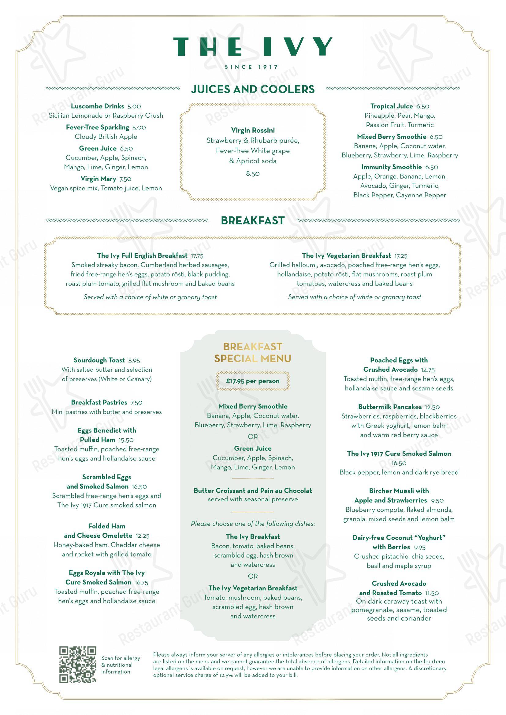 Menu at The Ivy Montpellier Brasserie Cheltenham restaurant, Cheltenham