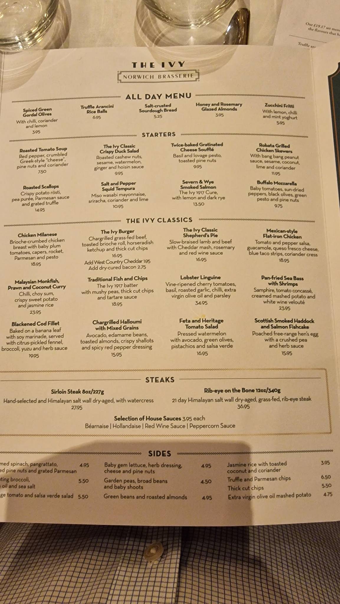 Menu at The Ivy Norwich Brasserie restaurant, Norwich
