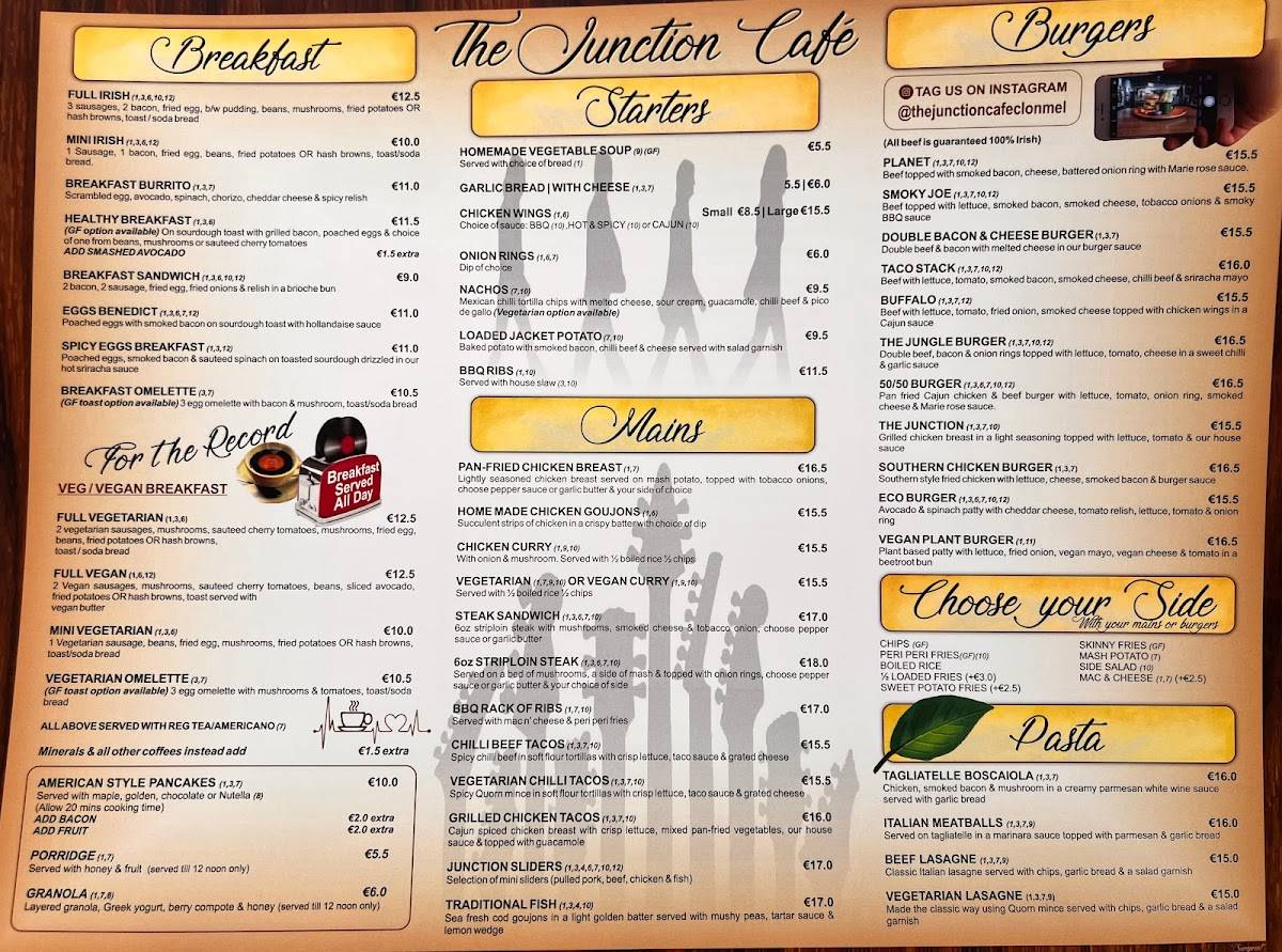 Menu at The Junction Cafe, Clonmel