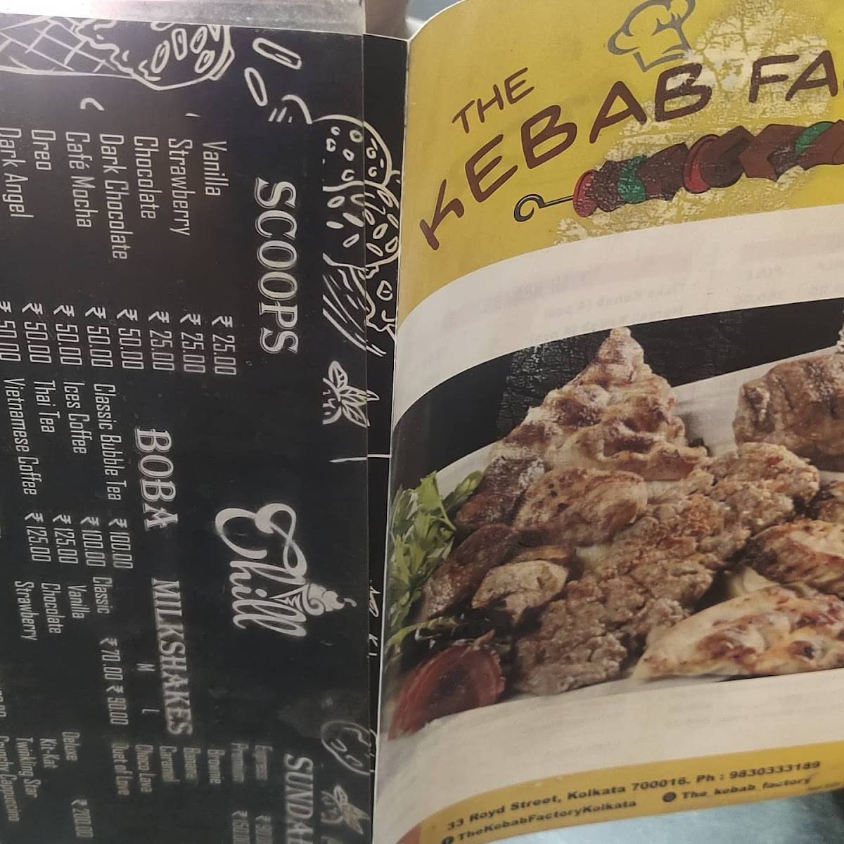 Menu at The Kebab Factory, Kolkata