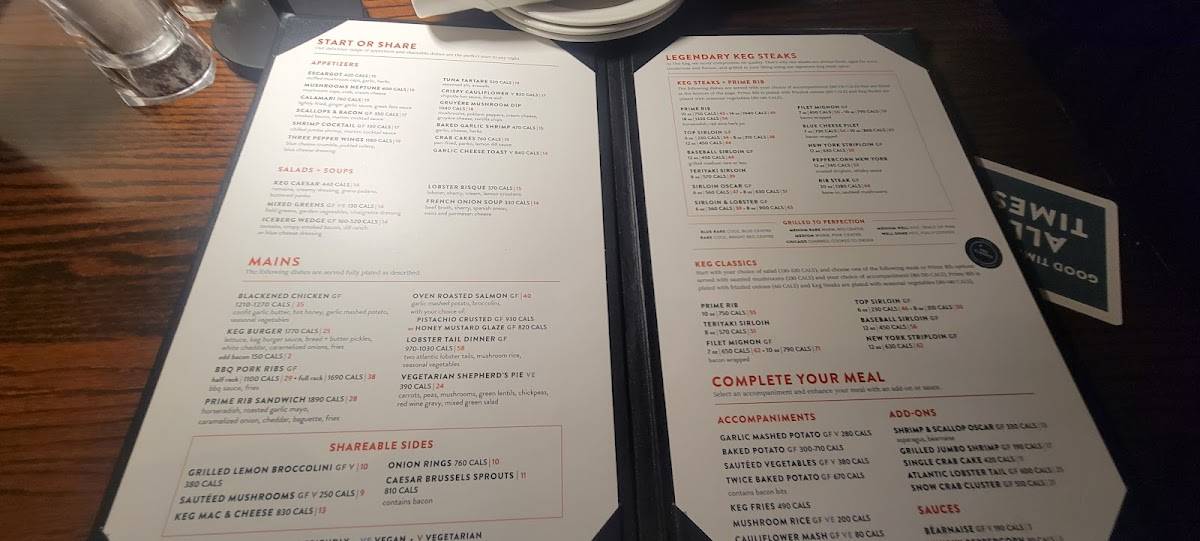 Menu at The Keg Steakhouse + Bar - Brantford, Brantford