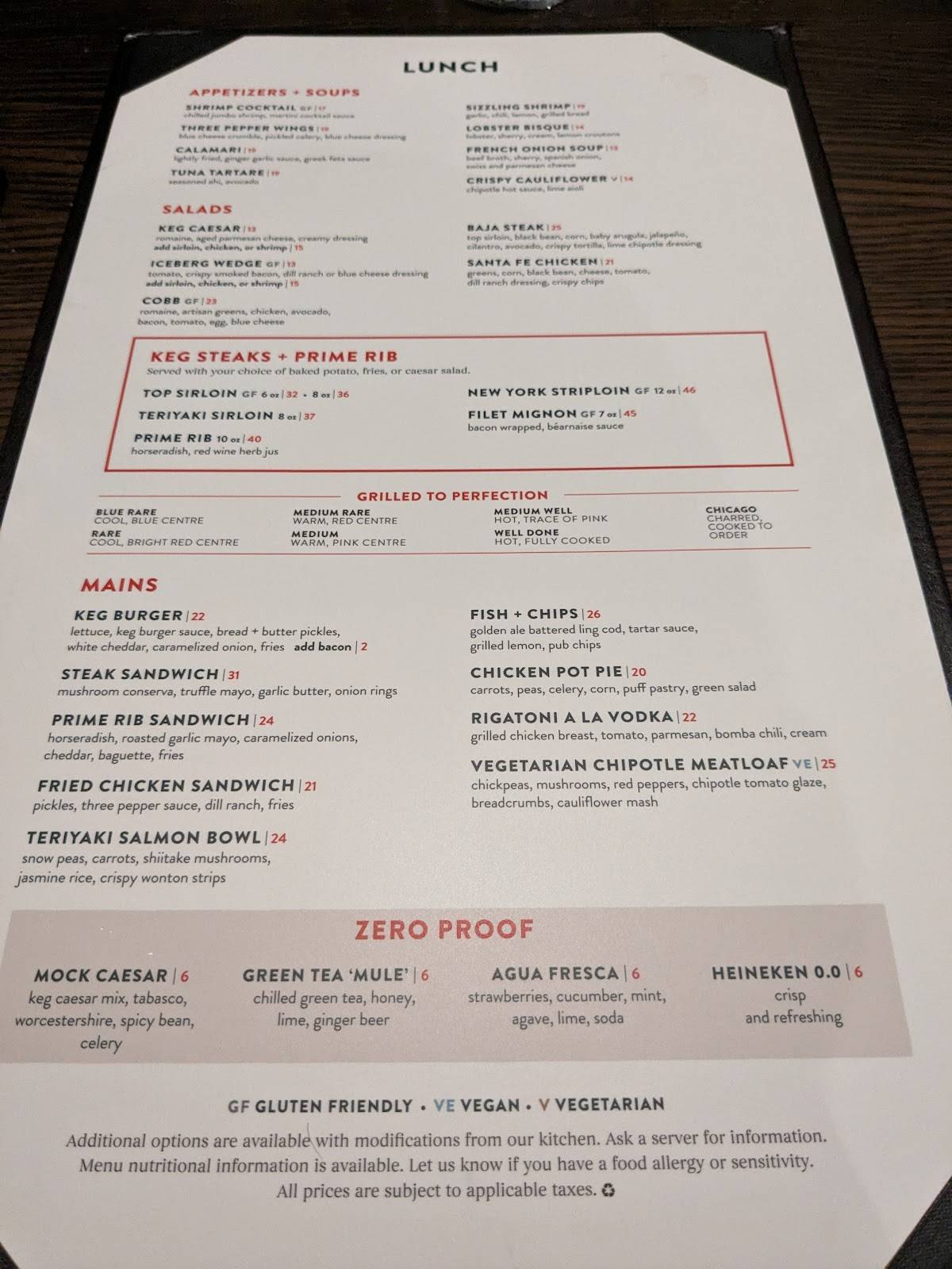 Menu at The Keg Steakhouse + Bar - Regina Centre Crossing, Regina ...