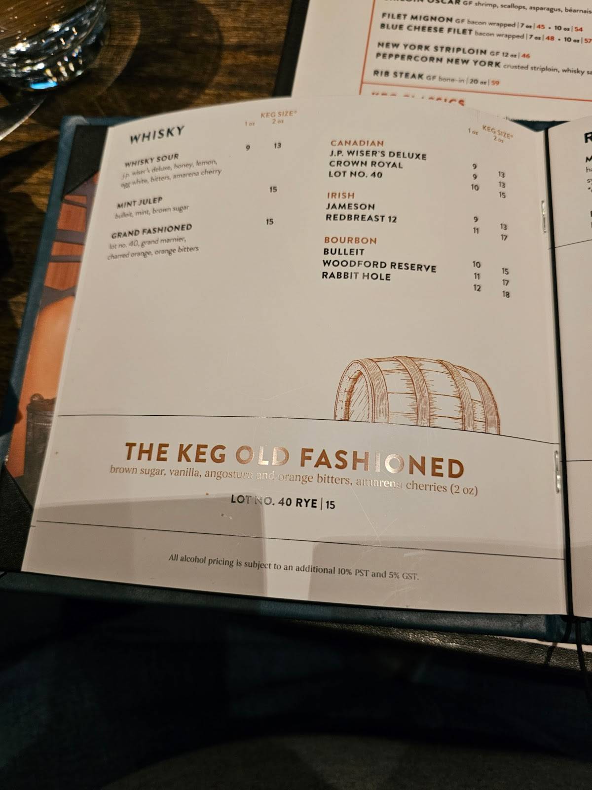 Menu at The Keg Steakhouse + Bar - Saanich, Victoria, Quadra St
