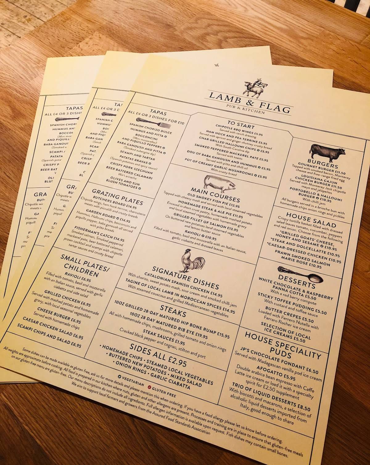 Menu at The Lamb & Flag pub & bar, Ottery Saint Mary