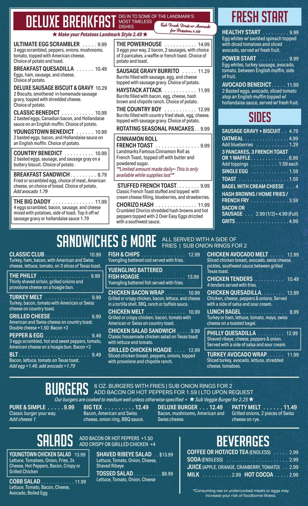 Menu at The Landmark Restaurant & Bakery, Youngstown, 109 S Meridian Rd