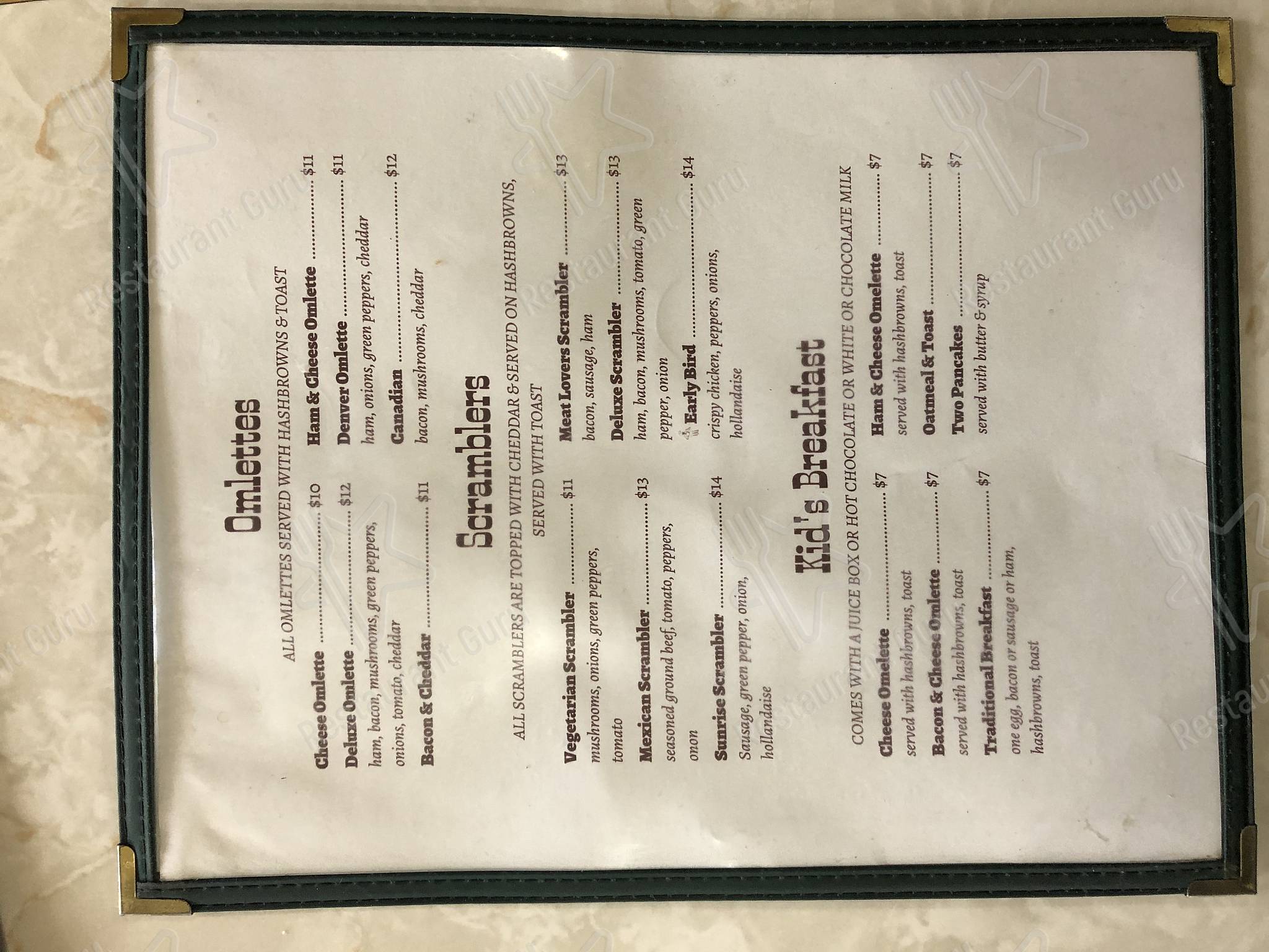Menu at The Lark Restaurant, Shell Lake