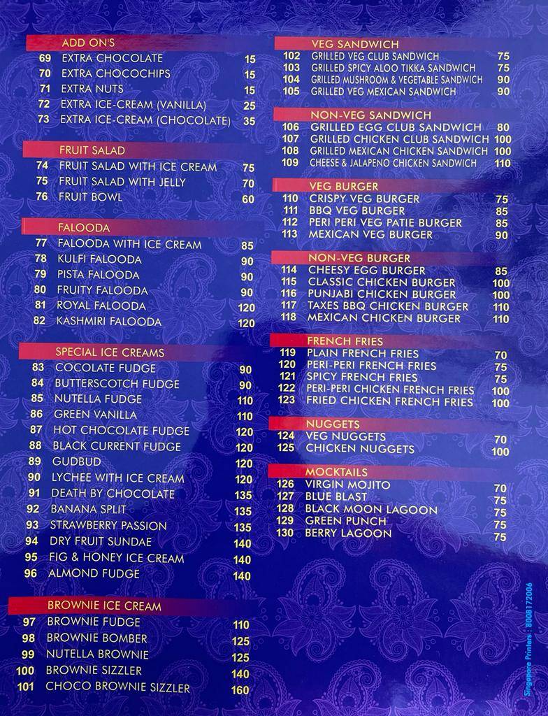 Menu at The Lassi Day B.N.Reddy, Hyderabad