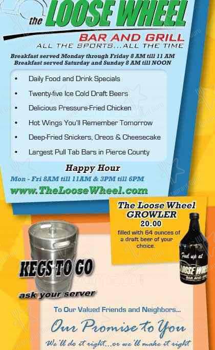 Menu at The Loose Wheel Bar & Grill - Tacoma, Tacoma