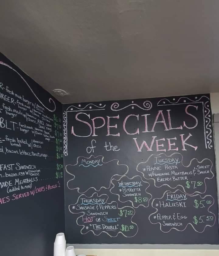 Menu at The Lunch Bar, Wilkes-Barre Township