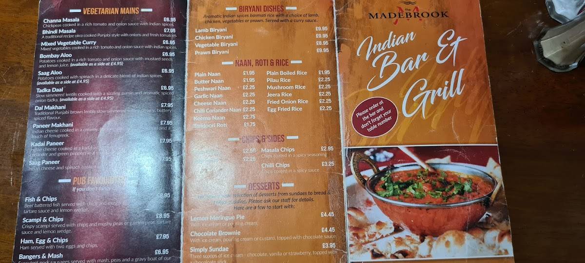 Menu at The Madebrook Carvery restaurant, Telford, Madebrook House