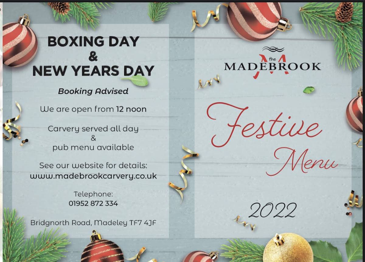 Menu at The Madebrook Carvery restaurant, Telford, Madebrook House