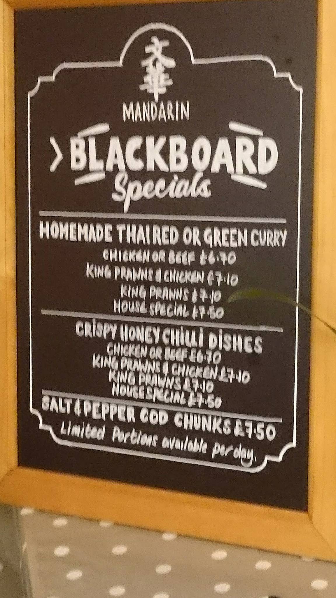 Menu at The Mandarin fast food, Wallsend, 4 Coast Rd