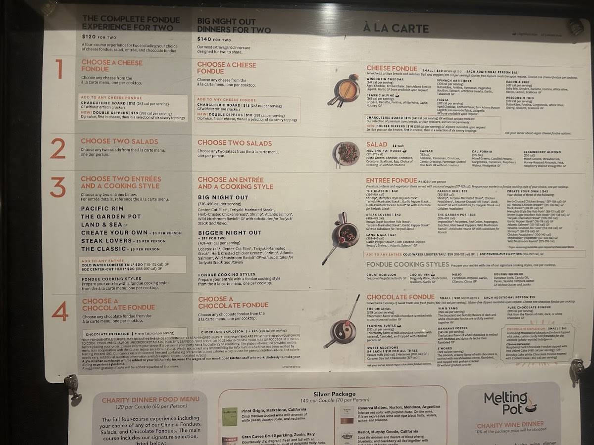 Menu at The Melting Pot restaurant, Littleton, Main St