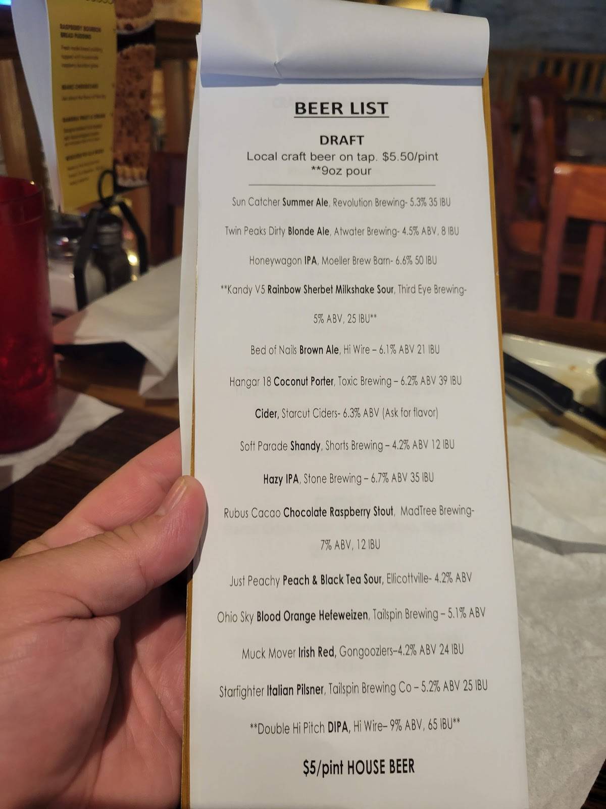 Menu at The Merchant House pub & bar, Greenville