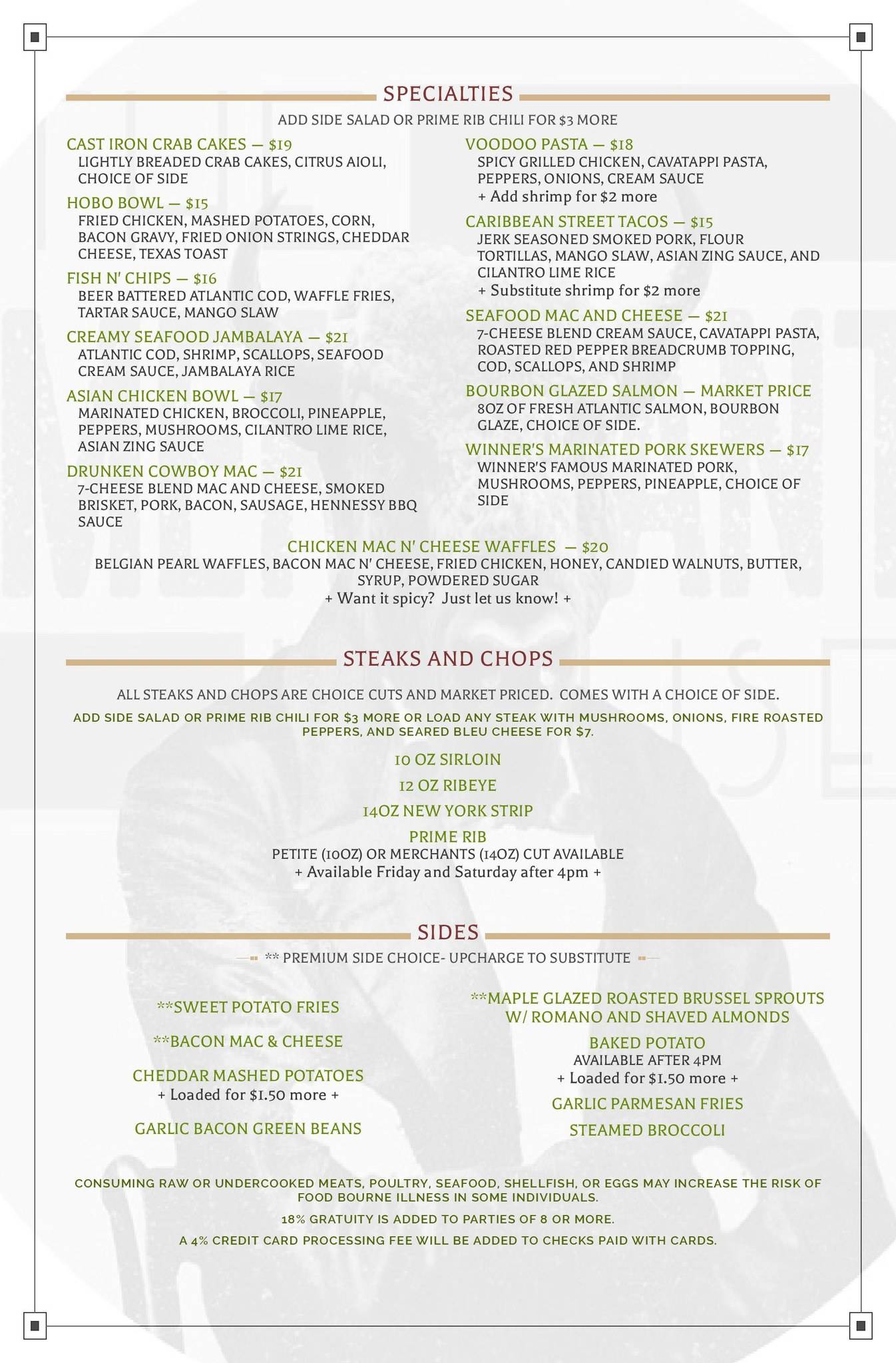 Menu at The Merchant House pub & bar, Greenville